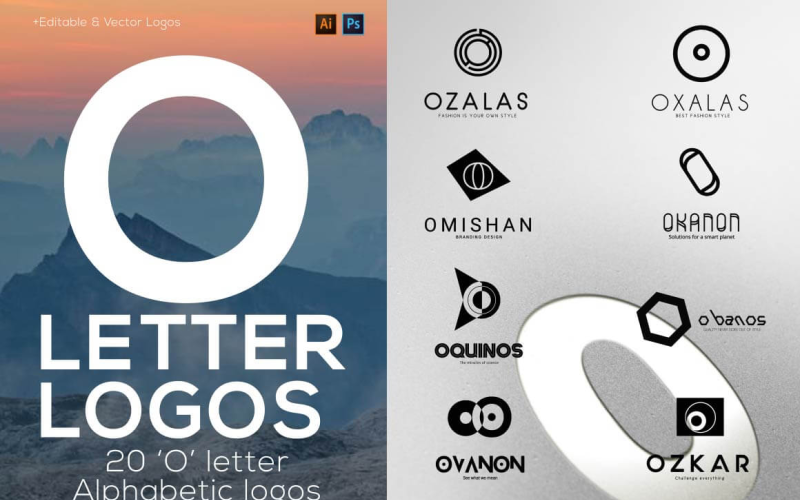 20 logotipos alfabéticos con letras O