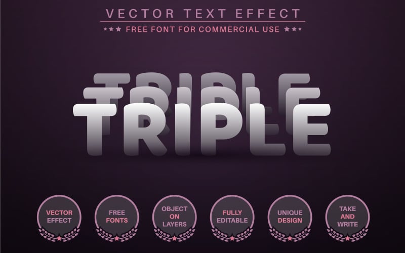 Tripple Sticker - Editable Text Effect, Font Style, Graphics Illustration