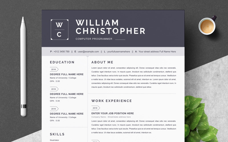 William / Modern CV Mall #222726 - TemplateMonster
