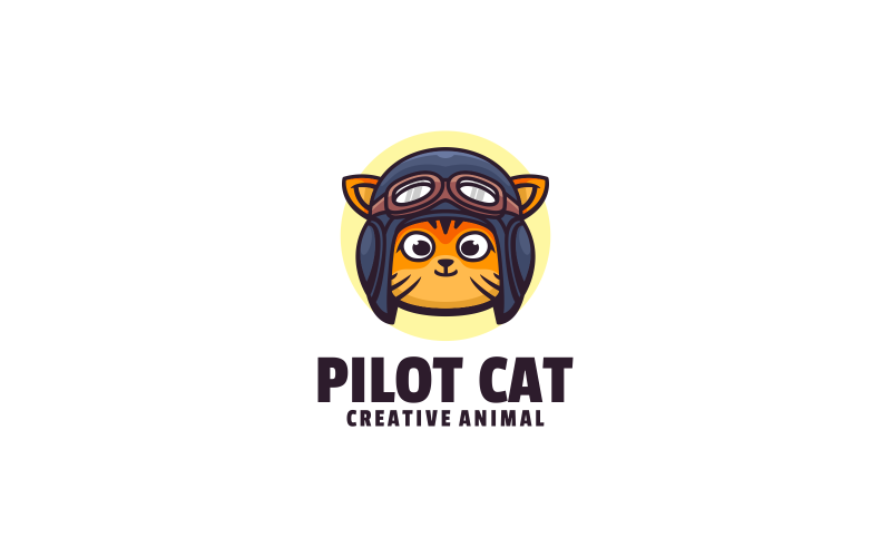 Pilot Cat Simple Mascot Logo #223123 - TemplateMonster