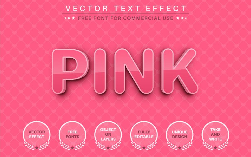 3D Pink Abstract - Editable Text Effect, Font Style, Graphics Illustration