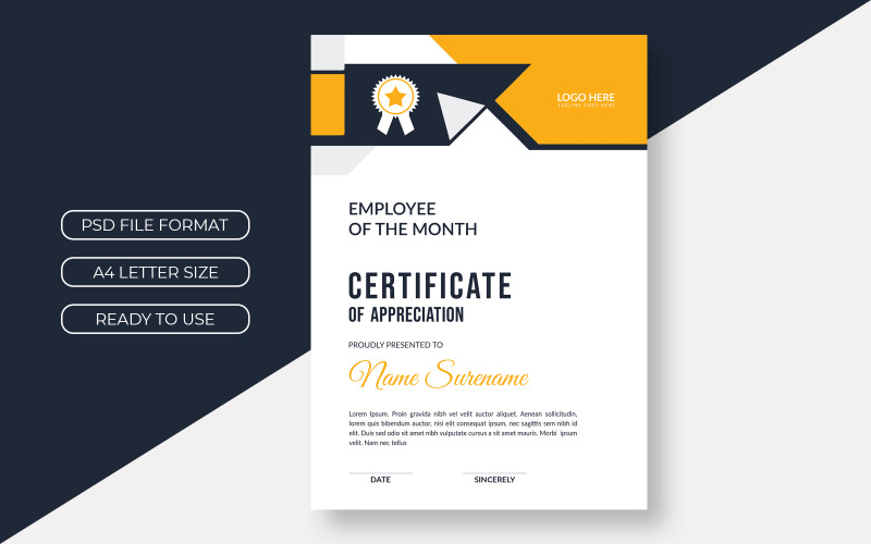 Zertifikatvorlage verleiht Diplom-Layout - TemplateMonster