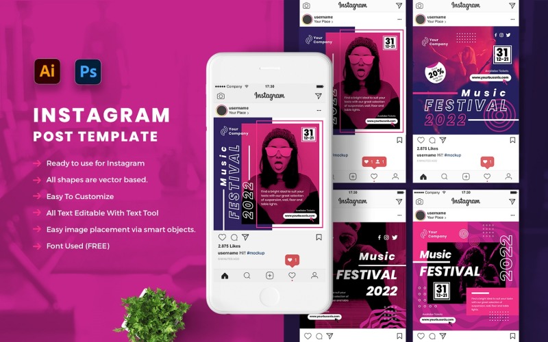 Music Festival - Instagram Post vol.02 - TemplateMonster