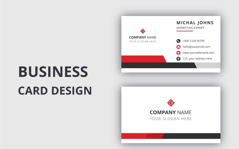 Red Color Business Card Design #224733 - TemplateMonster