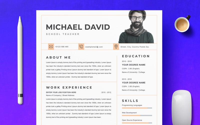 Michael David / Clean Resume Template - TemplateMonster