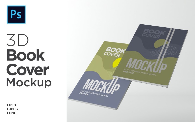 Rendering Two Book Cover Mockup Rendering Illustration