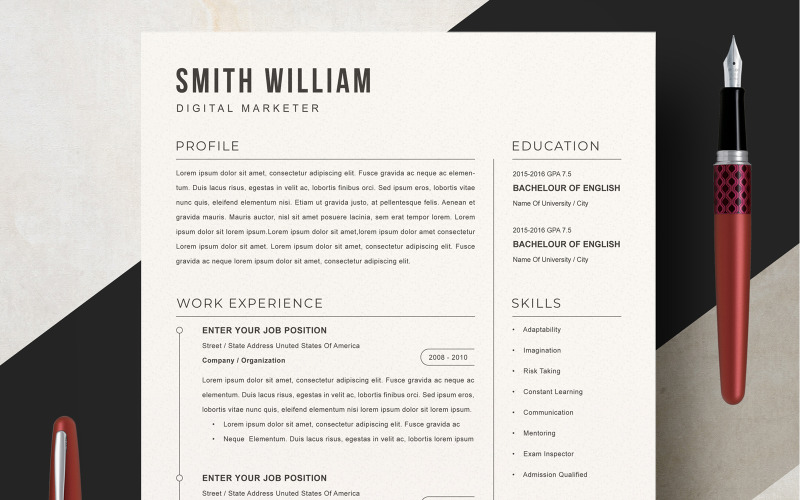 Smith William / Professional Resume #224842 - TemplateMonster