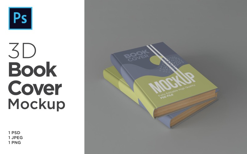 Two 3d Rendering Book Cover Mockup Rendering Illustration Template