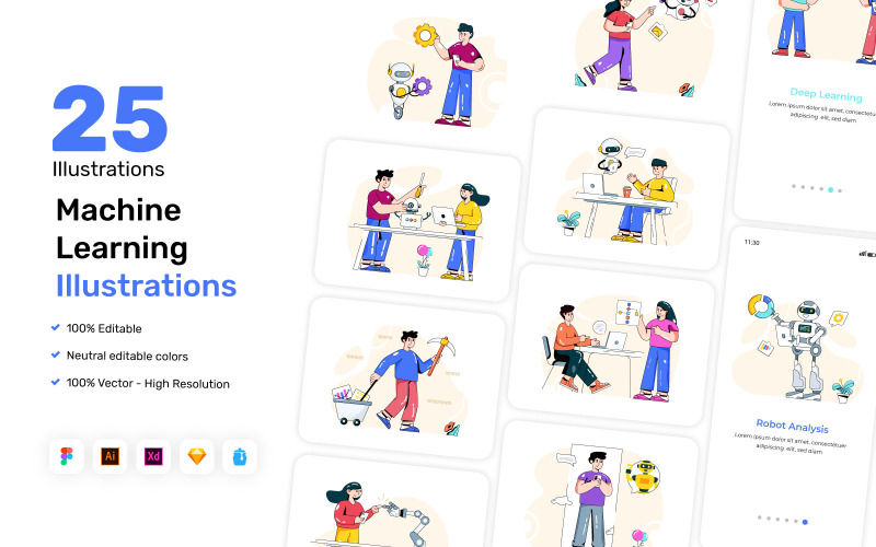 25 Unique Machine Learning Illustrations - TemplateMonster