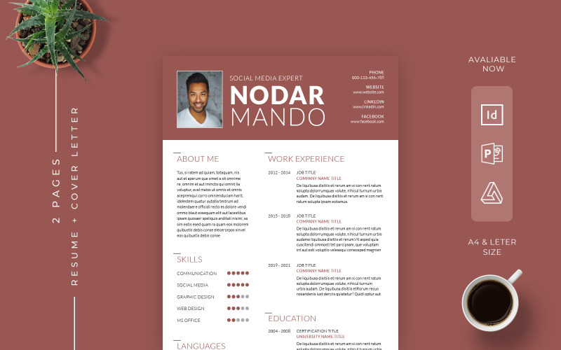 Clean InDesign Resume + Cover Letter - TemplateMonster
