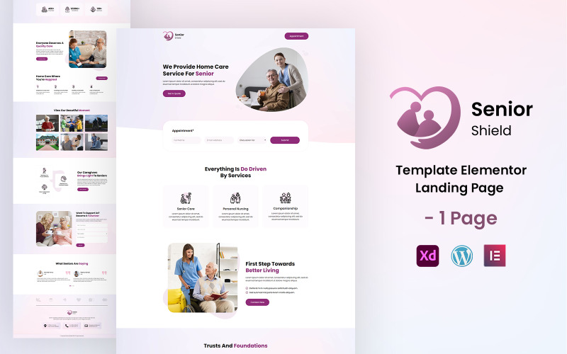 Senior Shield - Home Care Services Ready to use Elementor Landing Page ...