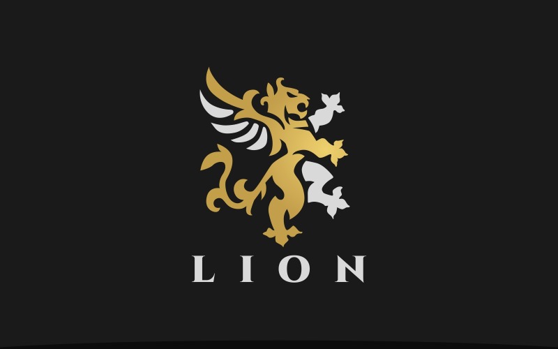 Aslan Heraldik Kanatlı Aslan Logosu #227478 - TemplateMonster