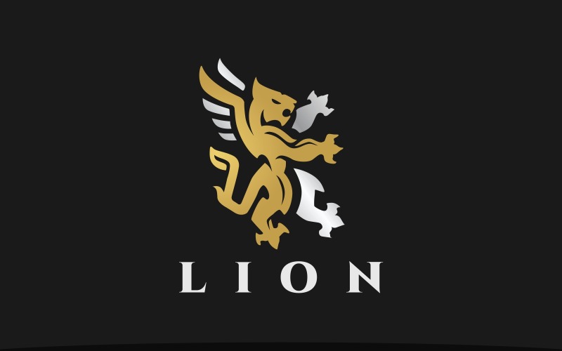 Winged Heraldry lion Logo #227468 - TemplateMonster