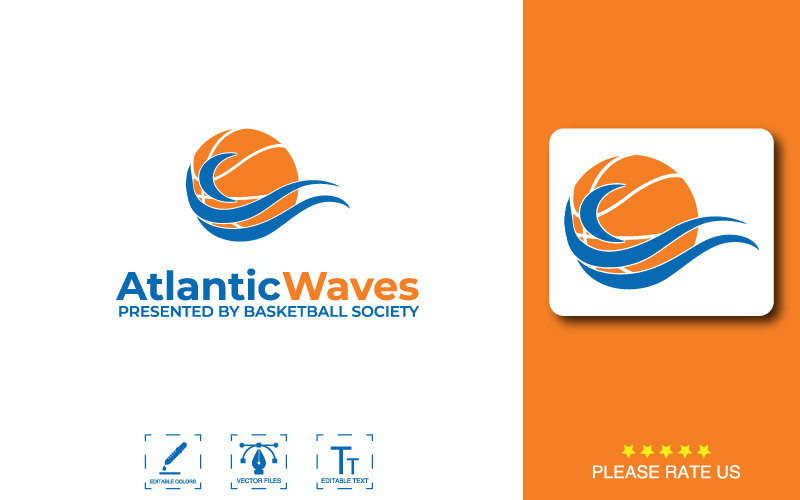 Plantilla de logotipo de olas atlánticas para marca