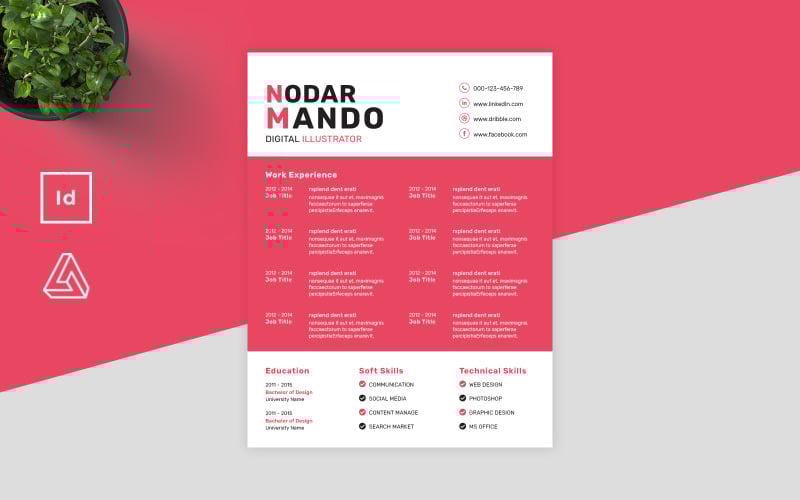 14 多个免费的 Adobe InDesign 简历模板和可在 Adobe InDesign 中编辑的简历