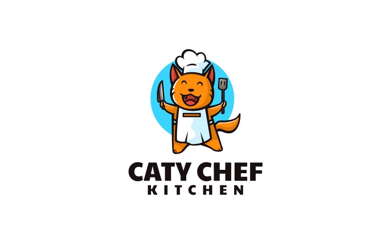 Estilo de logotipo de dibujos animados de chef de gato