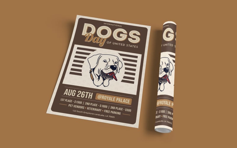 National Dog Day Flyer Template #228533 - TemplateMonster