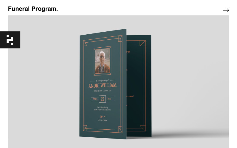 Square Frame Funeral Program Template - TemplateMonster