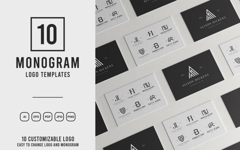 10 Minimalist Monogram Logo Template - TemplateMonster