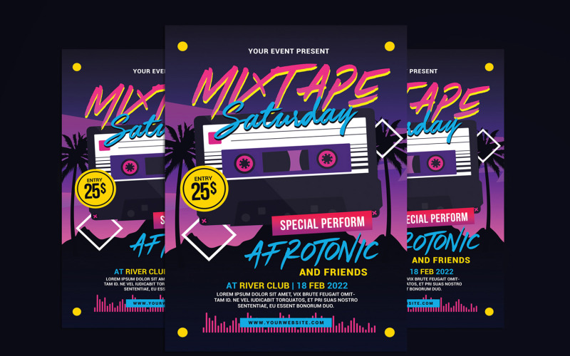Mixtape Saturday Party Flyer #228976 - TemplateMonster