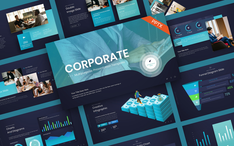 Corporate Business PowerPoint-Vorlage - TemplateMonster