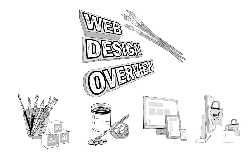5 Illustration WEB Design Overview #229193 - TemplateMonster
