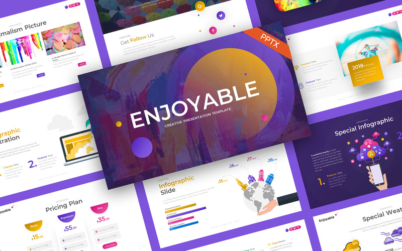 Modelo de PowerPoint Criativo Agradável - TemplateMonster