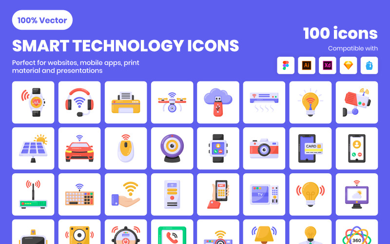 Smart Technology Icons - Vector icons - TemplateMonster