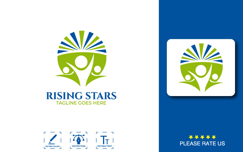 Modèle de logo Rising Stars pour l'image de marque
