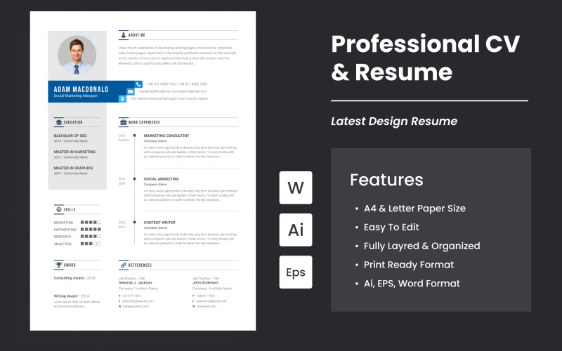 Anderson Resume Template #76758 - TemplateMonster