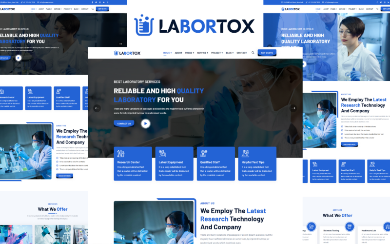 Labortox - Plantilla HTML5 de laboratorio e investigación científica