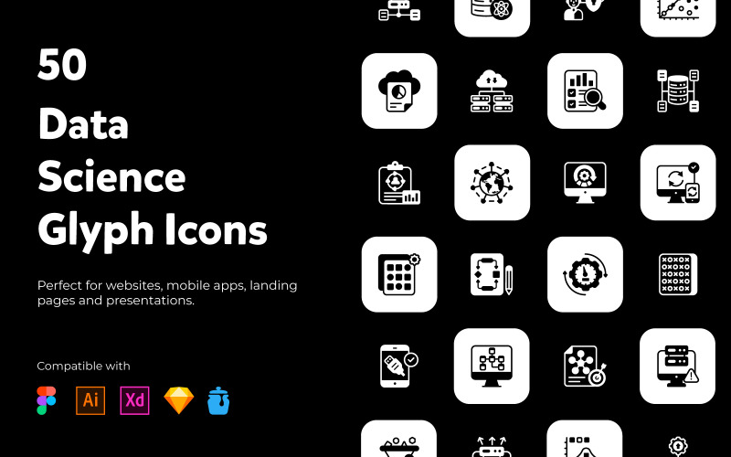 Data Science Solid Icons Pack #230517 - TemplateMonster