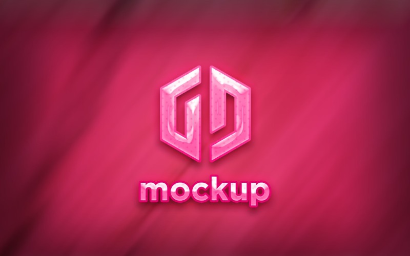 Pink Logo Mockup With Realistic Shadow Effects