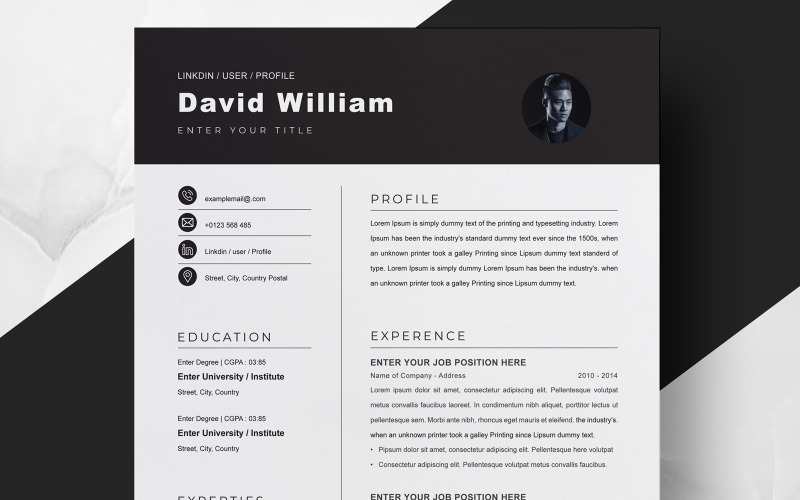 David William / Currículum CV #230779 - TemplateMonster