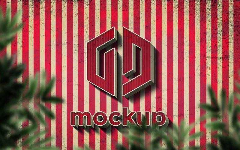 Retro Logo Mockup behind the green leaves - TemplateMonster