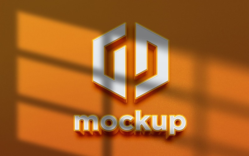 3D extrude Logo Mockup with Window Shadow Effects
