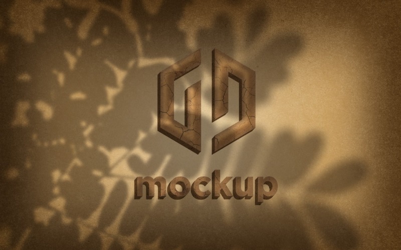 Yaprakları Gölge Efektleri ile Kil Logo Mockup