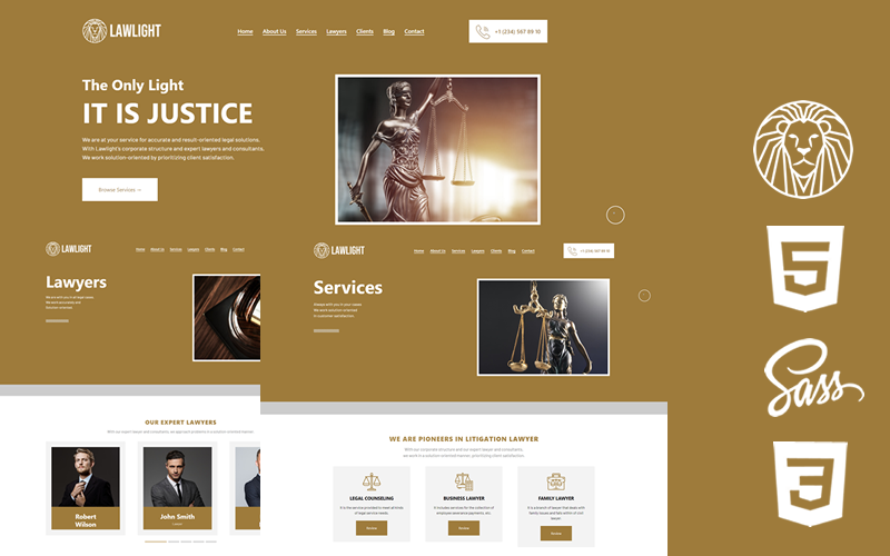 Modèle de site Web de thème Lawlight Html5 Css3