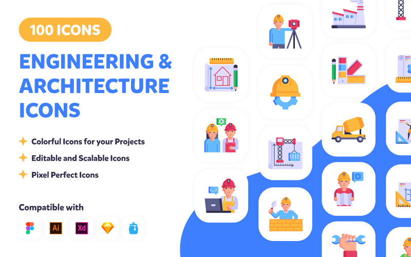 100 Architectural Engineering Icons #231720 - TemplateMonster