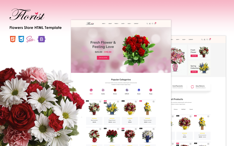 Más de 19 plantillas HTML para Sitios de Tienda de flores - TemplateMonster