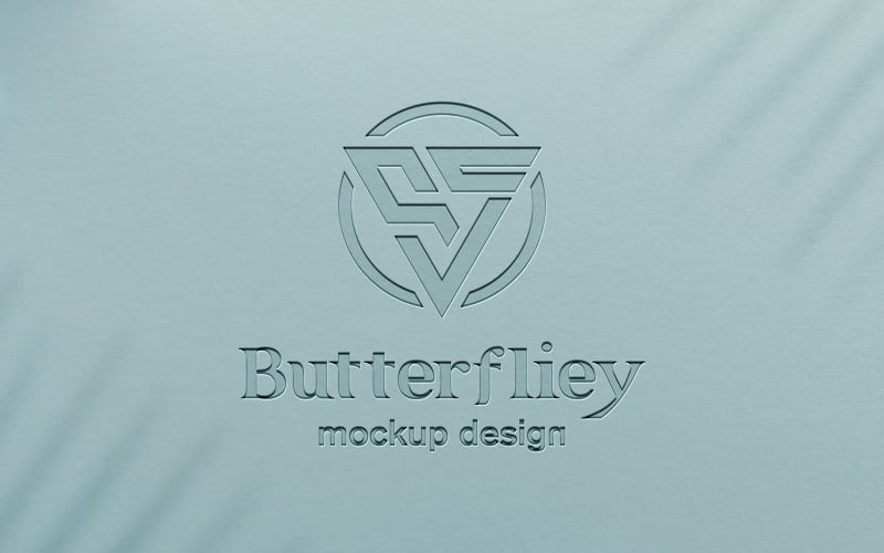 Debossed Cyan Logo on Paper Texture Background Mockup