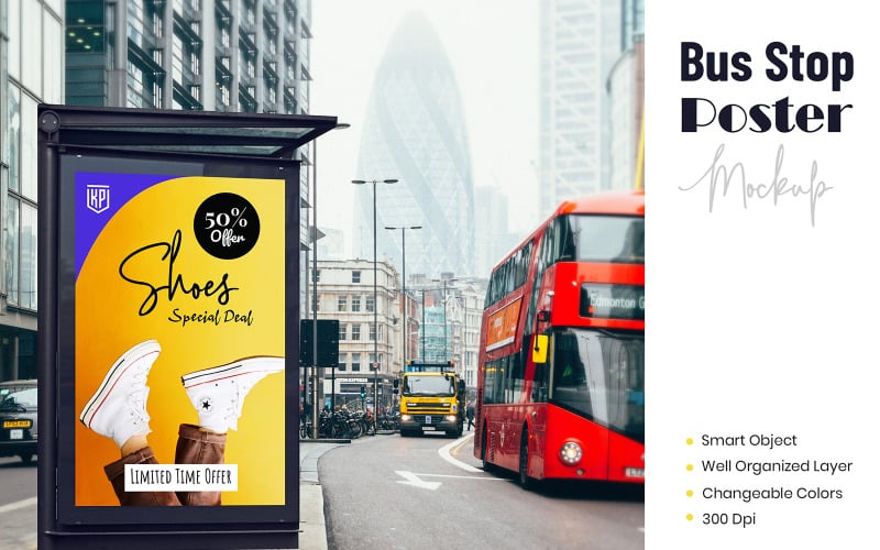 Poster della fermata dell'autobus PSD Mockup