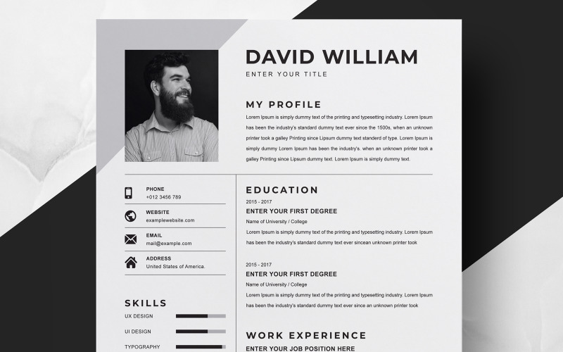 David William / Resume Template #232009 - TemplateMonster