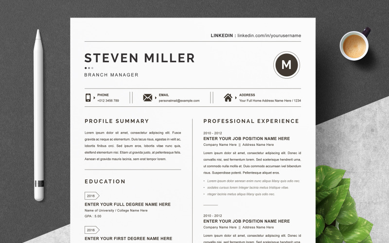 Steven Miller / Rent CV #232012 - TemplateMonster