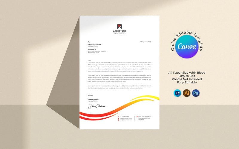 Creative Business Canva Letterhead Template - TemplateMonster