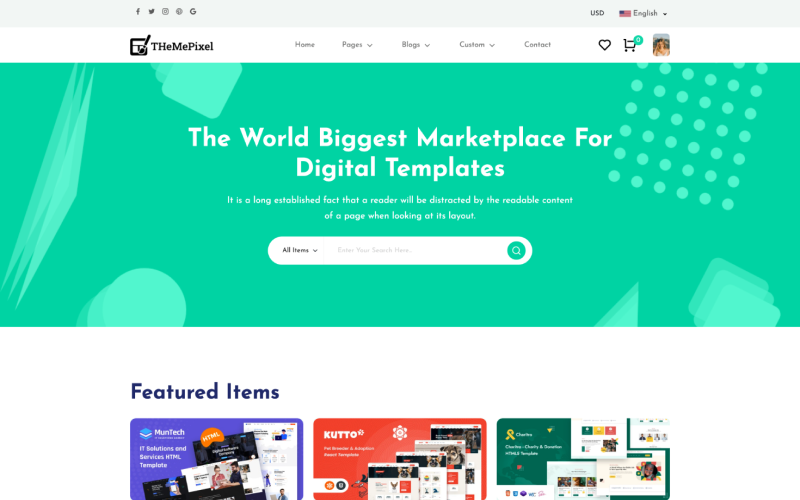ThemePixel - Digital Market HTML5 Template - TemplateMonster