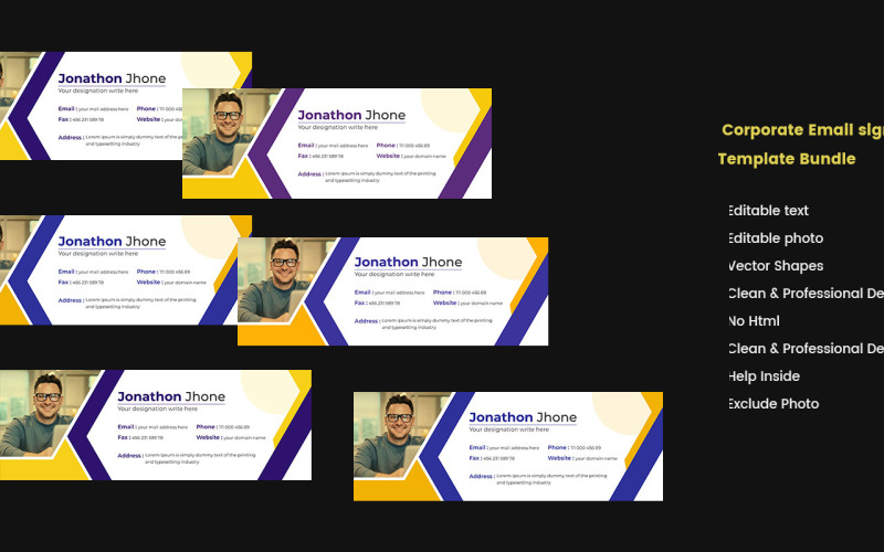 Personal Colorful Email Signature Template Bundle