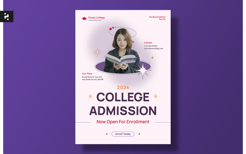 College Admission Flyer Template #233092 - TemplateMonster