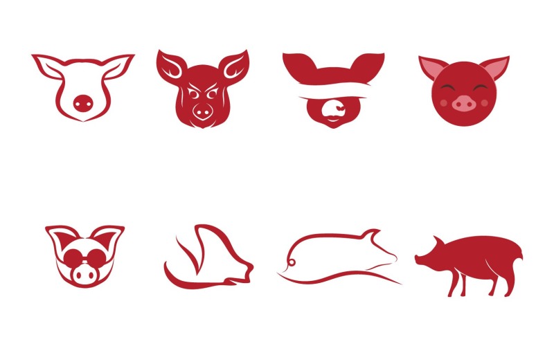 Logotipo de cerdo y símbolo Vector V1 - TemplateMonster