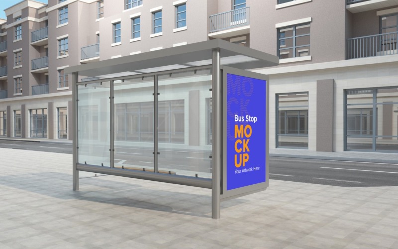 Bus Stop Sign mockup Template v2 #233143 - TemplateMonster